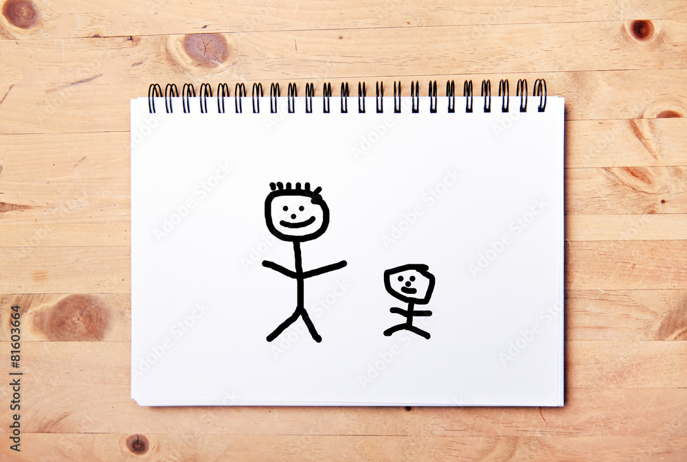 stickman background - drawing block - father and child Stock Photo ...