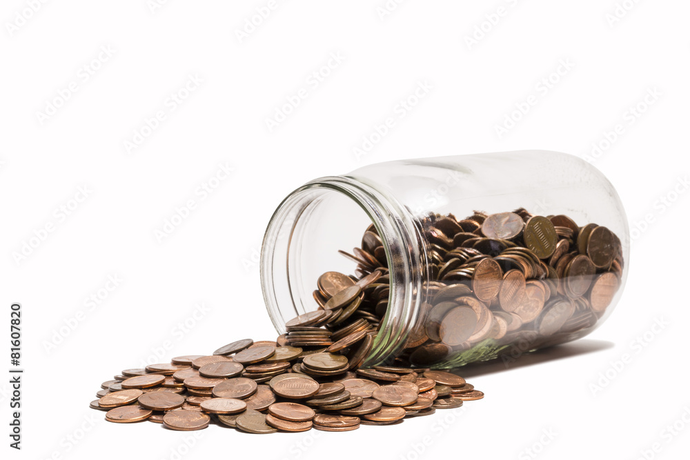 Spilled Penny Jar Stock Photo | Adobe Stock