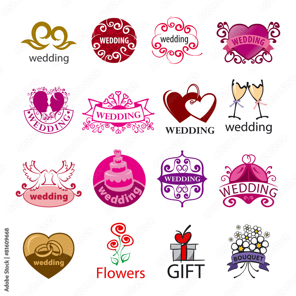 big set of vector logos for wedding Stock Vector | Adobe Stock