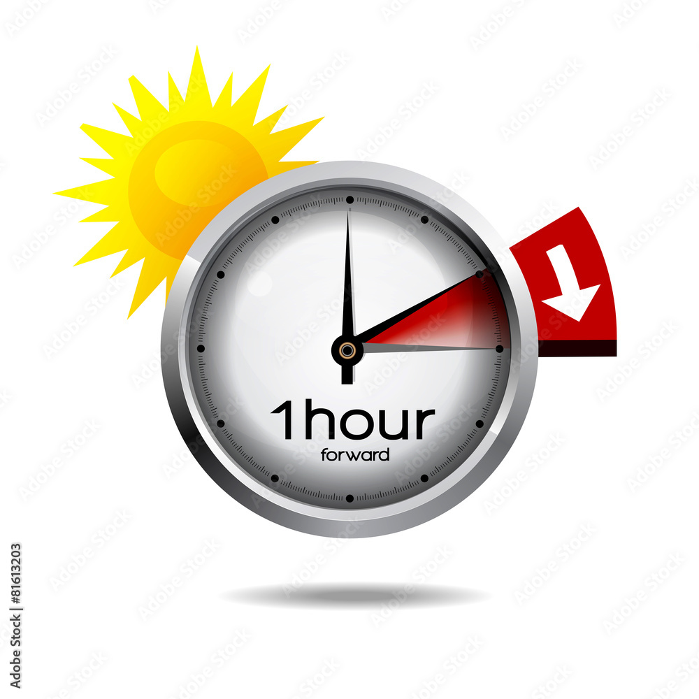 Clock switch to summer time daylight saving time Stock Illustration ...