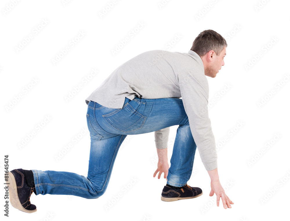 back view of running man. walking guy in motion. Rear view peopl Stock ...