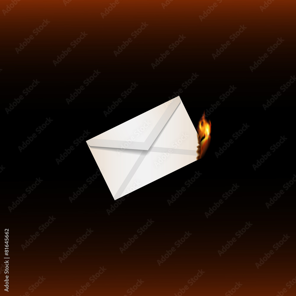 Burning letter on dark background Stock Vector | Adobe Stock