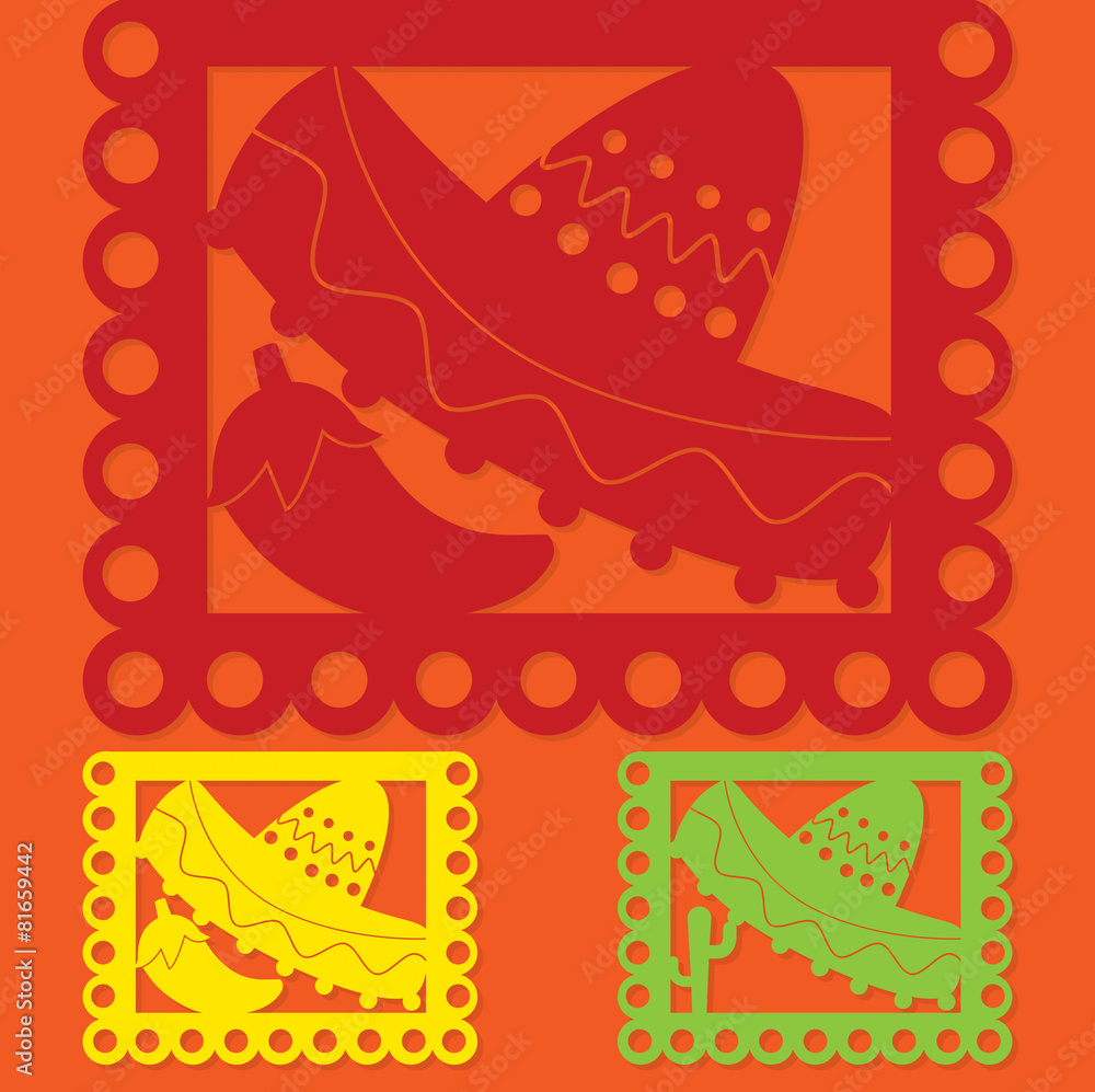 Mexican 'papel picado' (Paper flag decoration) set in vector for Stock ...