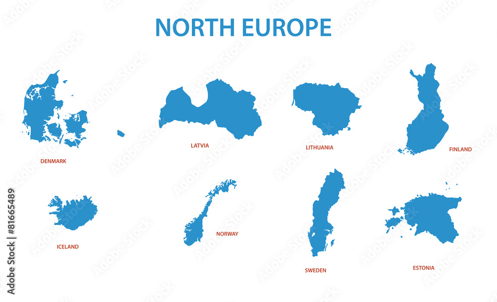 north europe - vector maps of territories Stock Vector | Adobe Stock