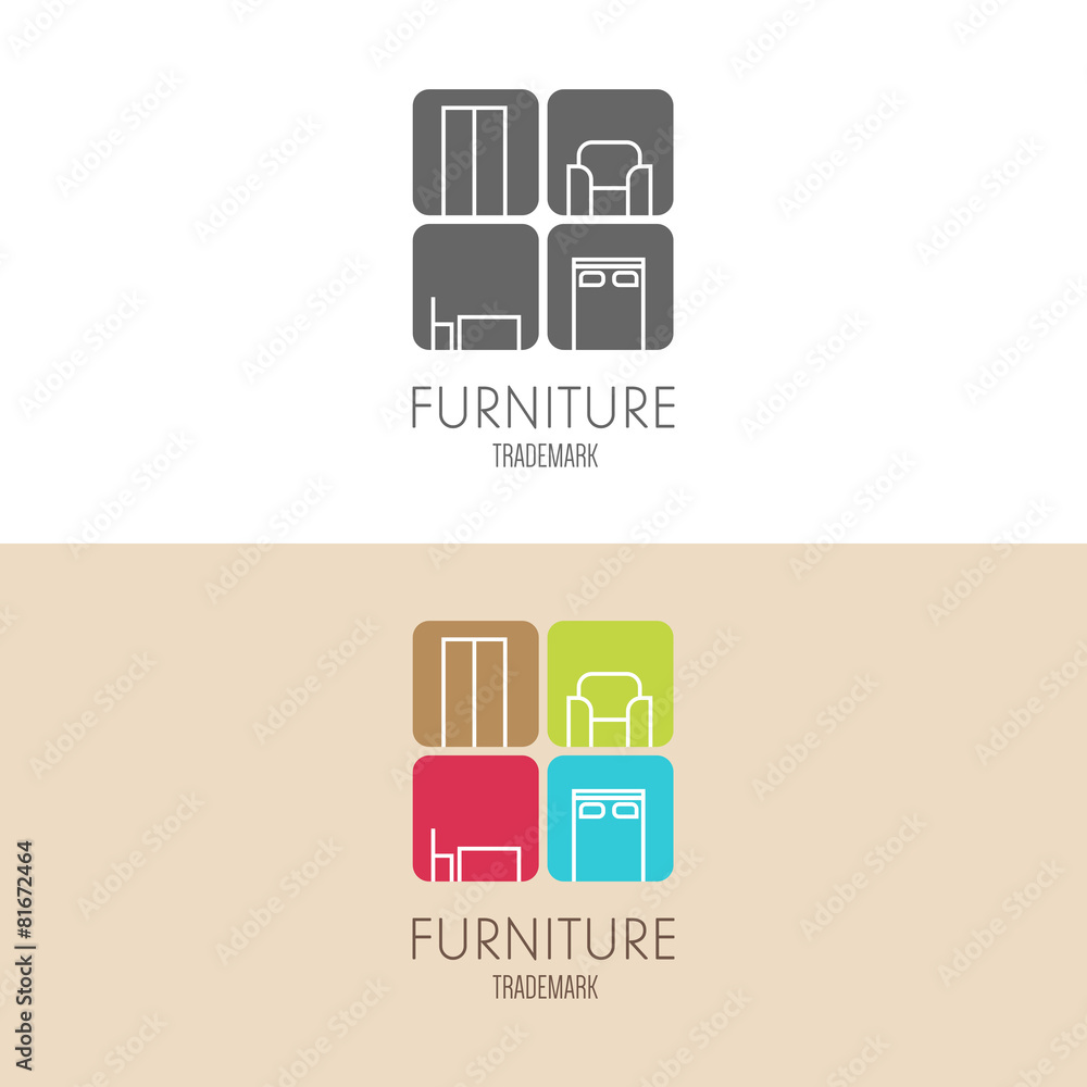 Logo, badge or label inspiration with furniture Stock Vector | Adobe Stock