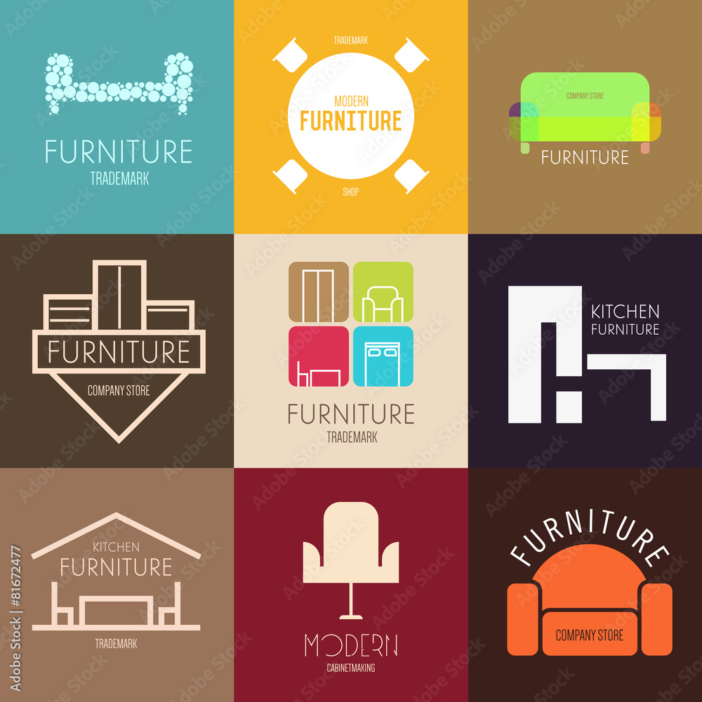 Logo, badge or label inspiration with furniture Stock Vector | Adobe Stock