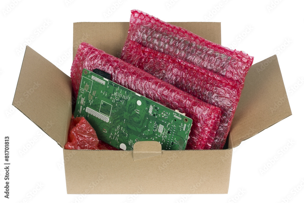 Safe packing for your electronic printed-circuit boards Stock Photo ...