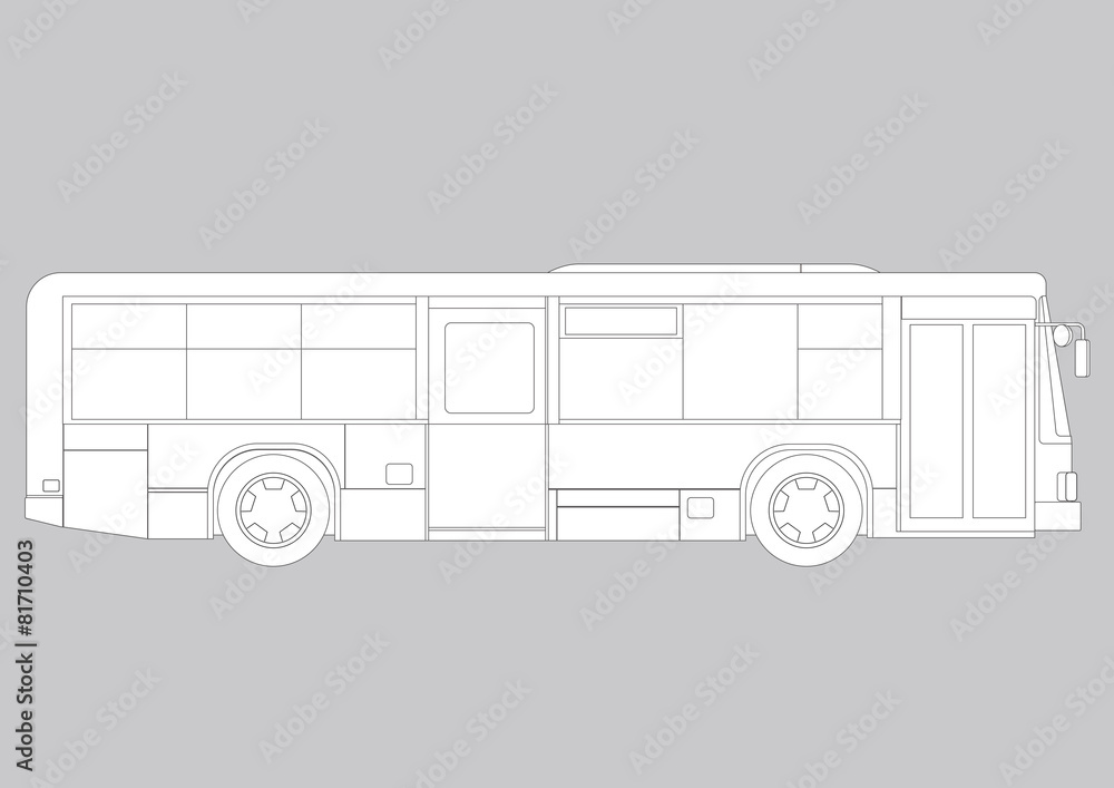 Bus, line drawing vector illustration Stock Vector | Adobe Stock