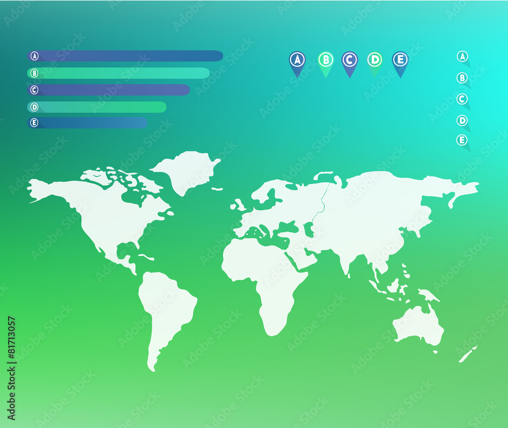World map on blurred background with infographic labels Stock Vector ...