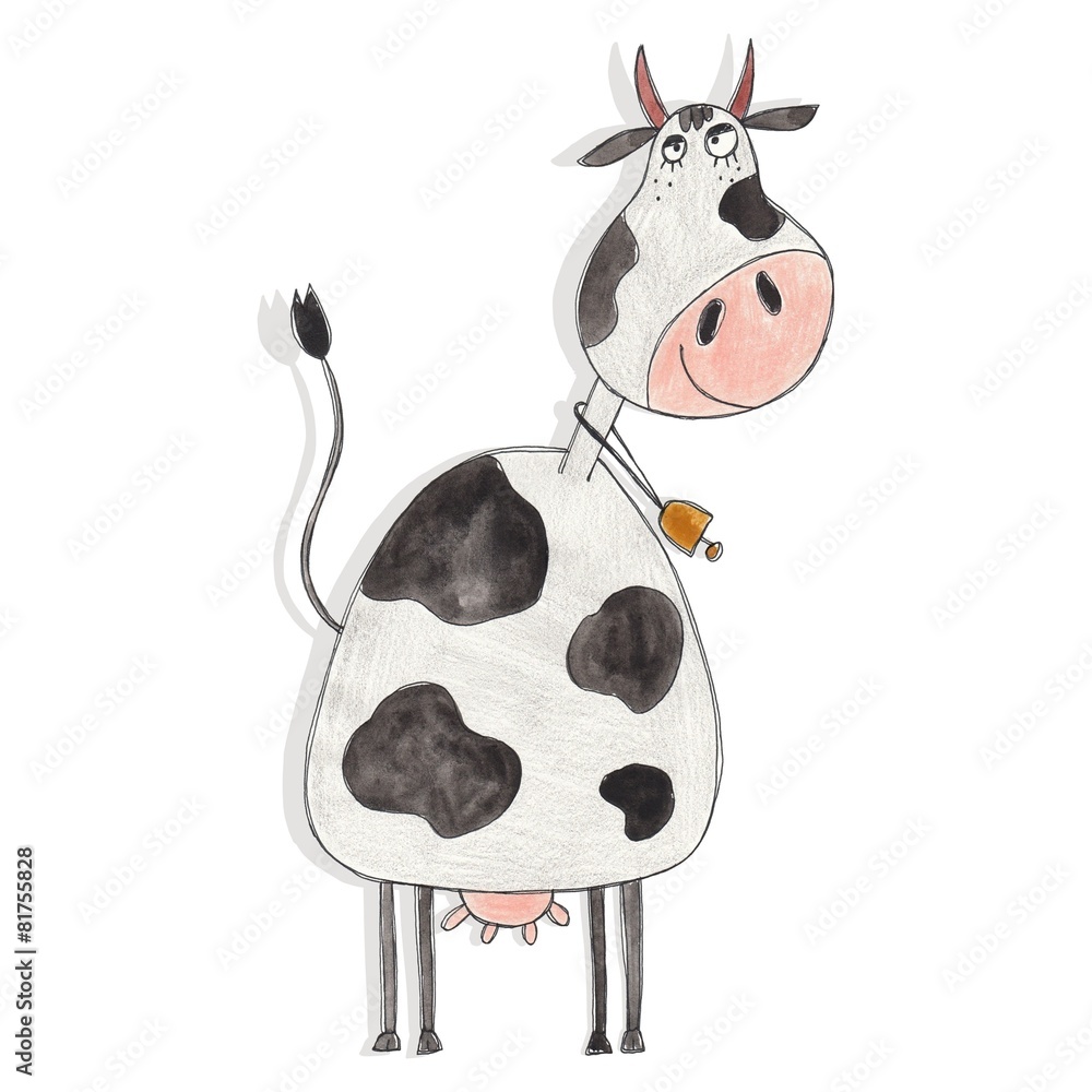 Cow. Cartoon character over white Stock Illustration | Adobe Stock