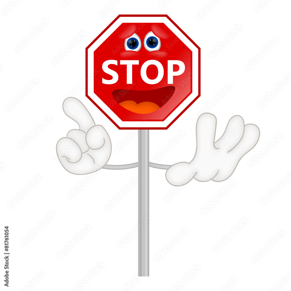 Funny stop sign traffic attention cartoon comic illustration Stock ...