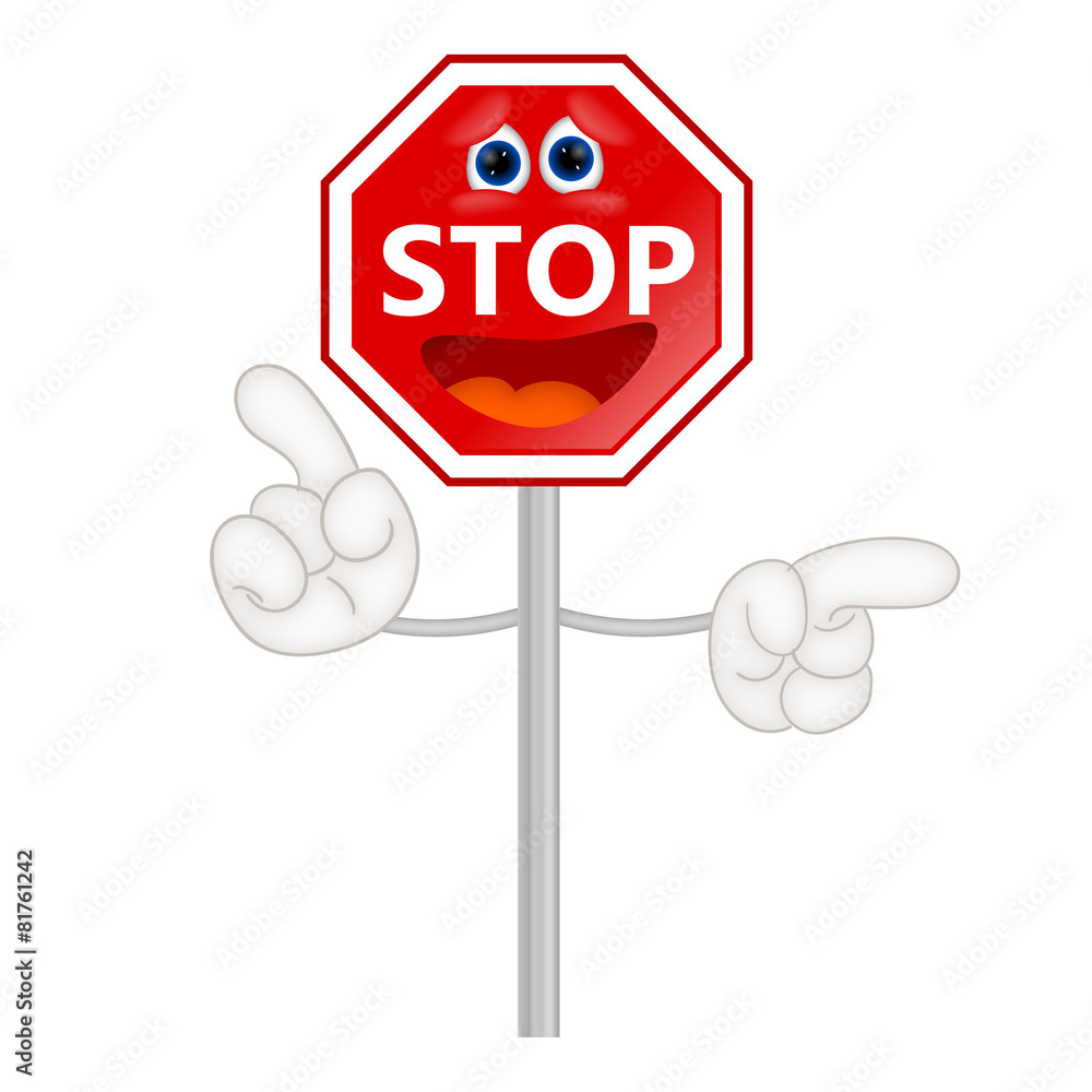 Funny stop sign traffic attention cartoon comic illustration Stock ...