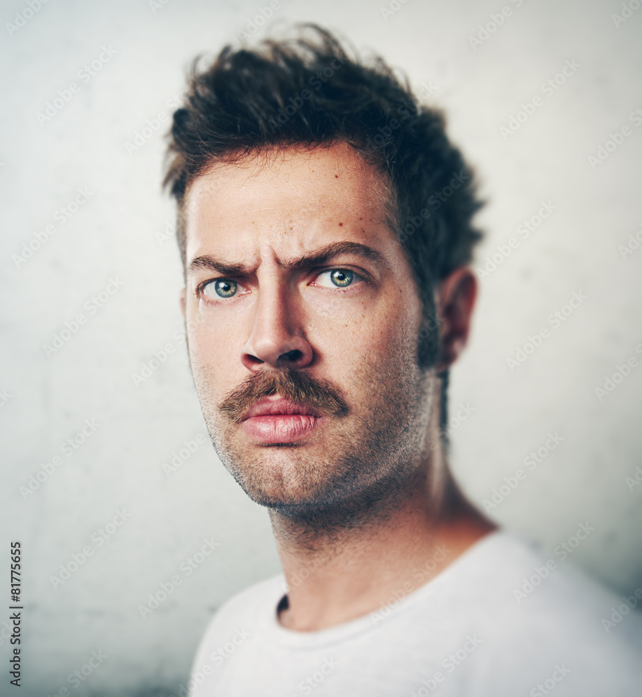 Portrait of a guy with a mustache Stock Photo | Adobe Stock