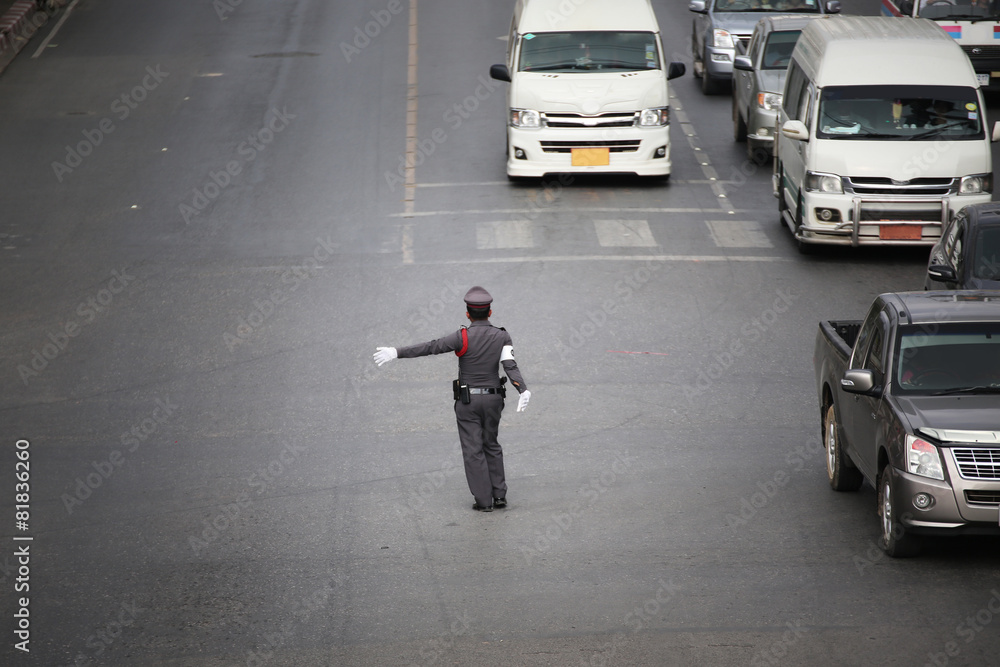 Road block by traffic police. Stock Photo | Adobe Stock