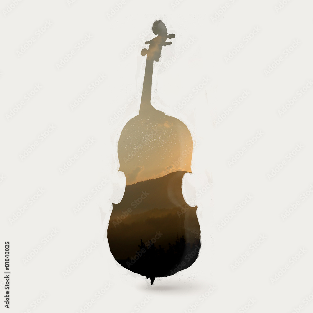 cello silhouette with sunset Stock Illustration | Adobe Stock