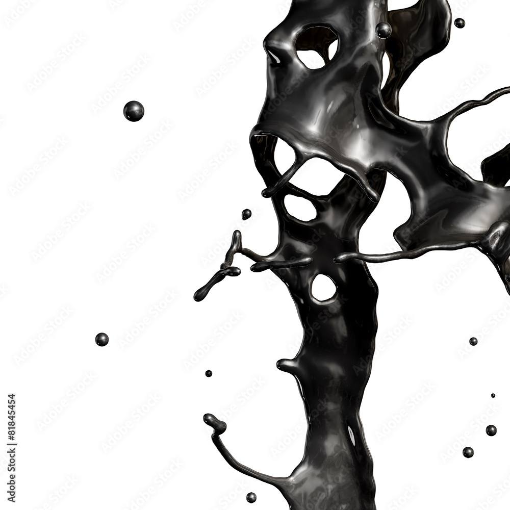 Splash of black fuel oil isolated on white background Stock ...