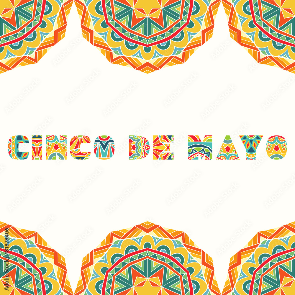 Cinco De Mayo Card With Bright Mexican Border Stock Vector | Adobe Stock
