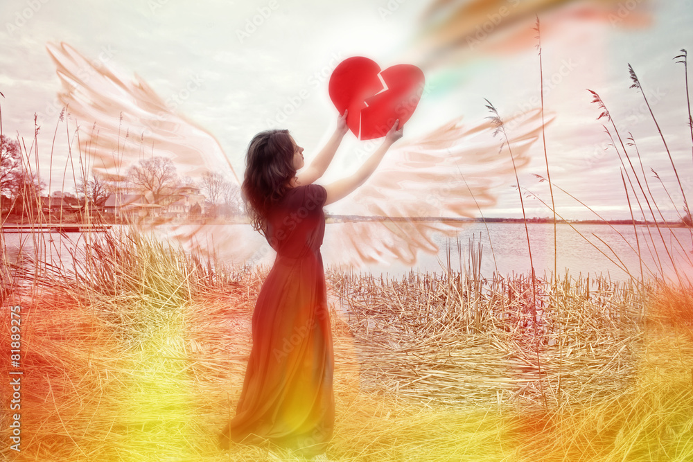 Angel with the broken heart Stock-Foto | Adobe Stock