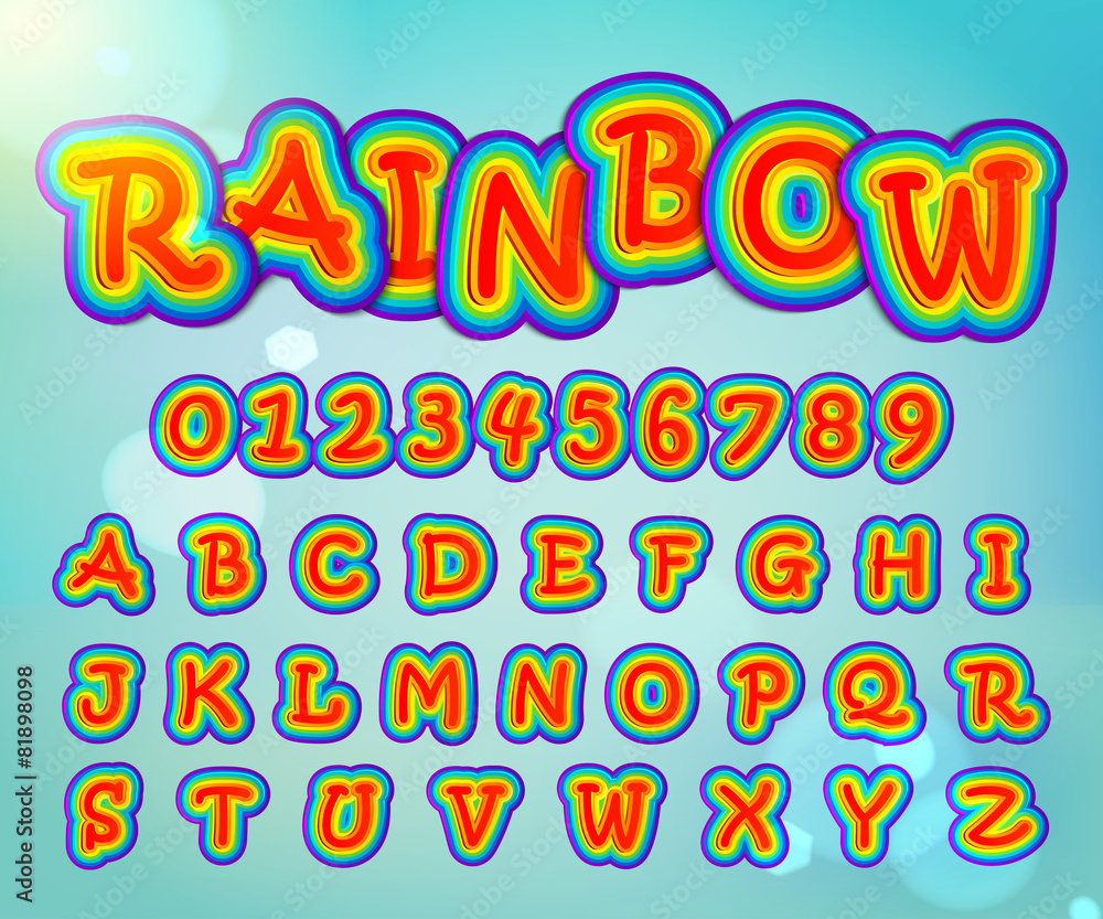 Rainbow alphabet and numbers Stock Vector | Adobe Stock