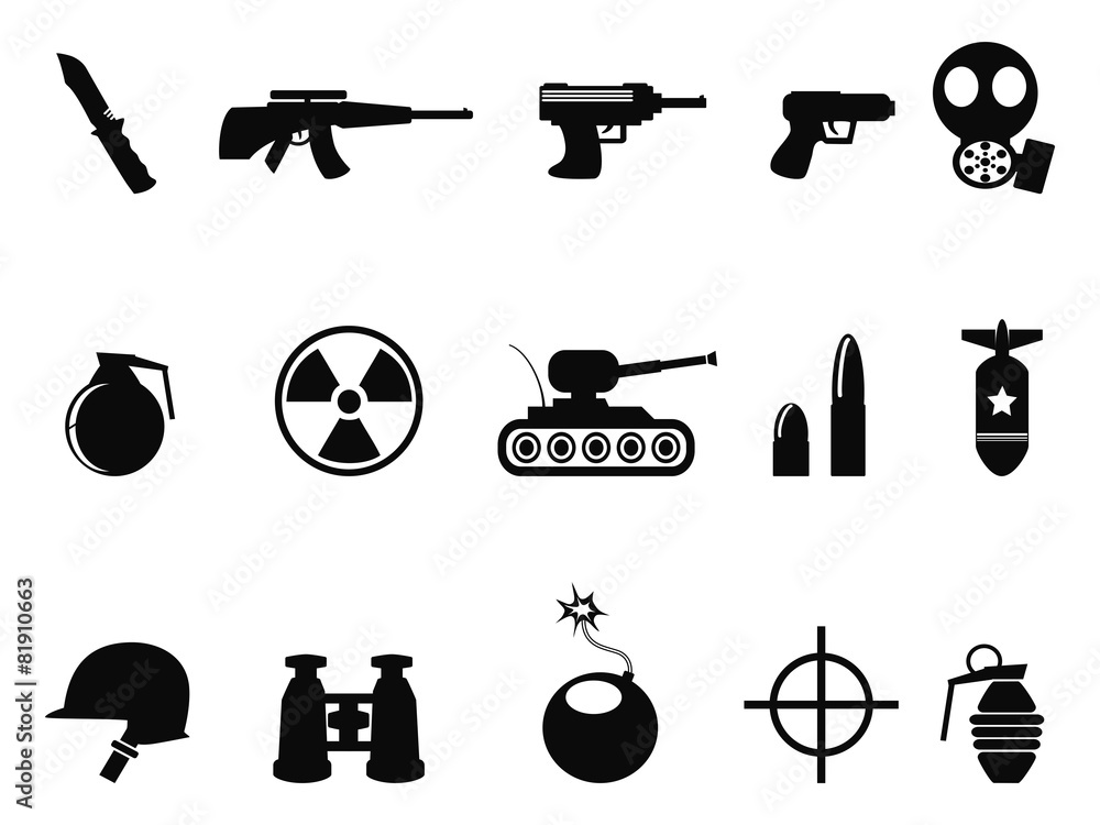Black Military and Army Icons set Stock Vector | Adobe Stock