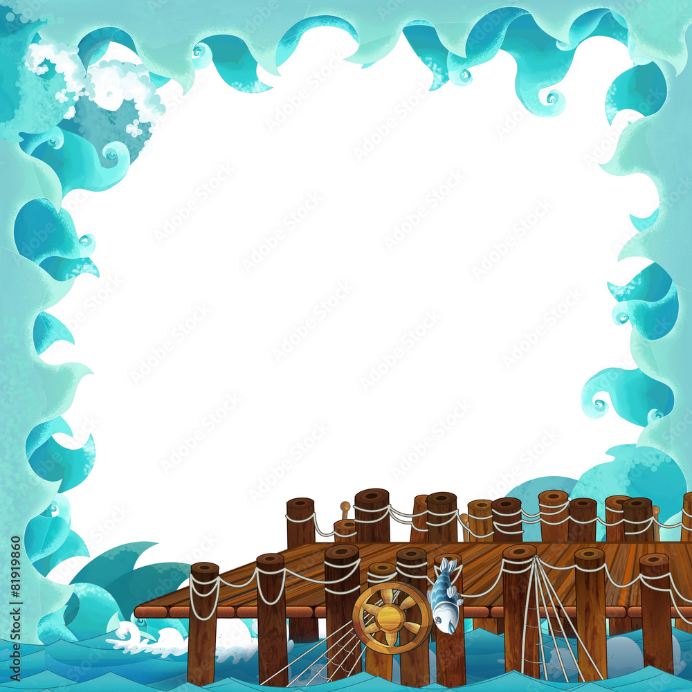 Cartoon marine frame - illustration for the children Stock Illustration ...