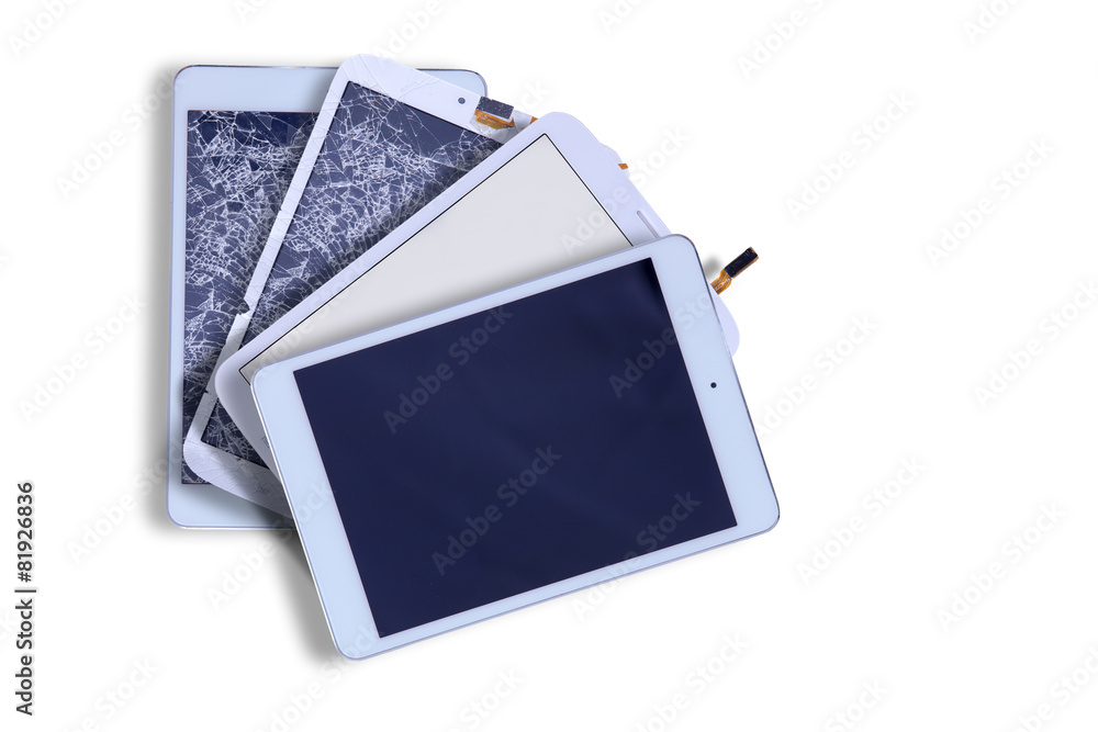 Broken and repaired tablet screens Stock Photo | Adobe Stock