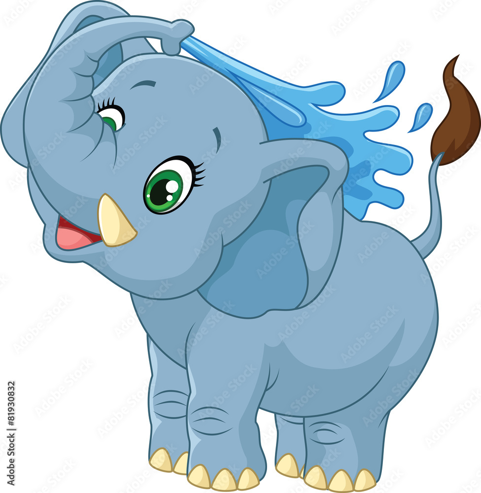 Cartoon elephant spraying water Stock Vector | Adobe Stock
