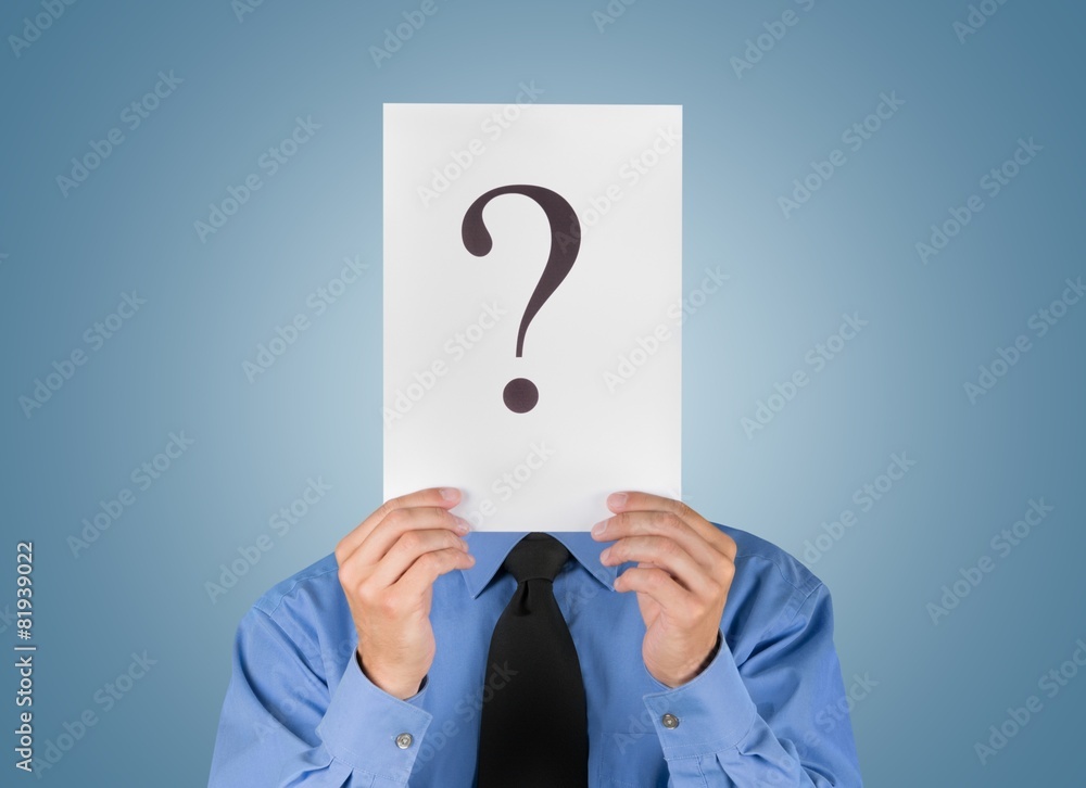 Question Mark. Colleagues holding question mark signs in front Stock ...