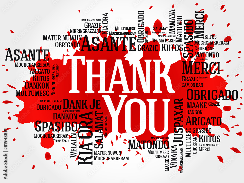 Thank You Word Cloud in different languages Stock Vector | Adobe Stock