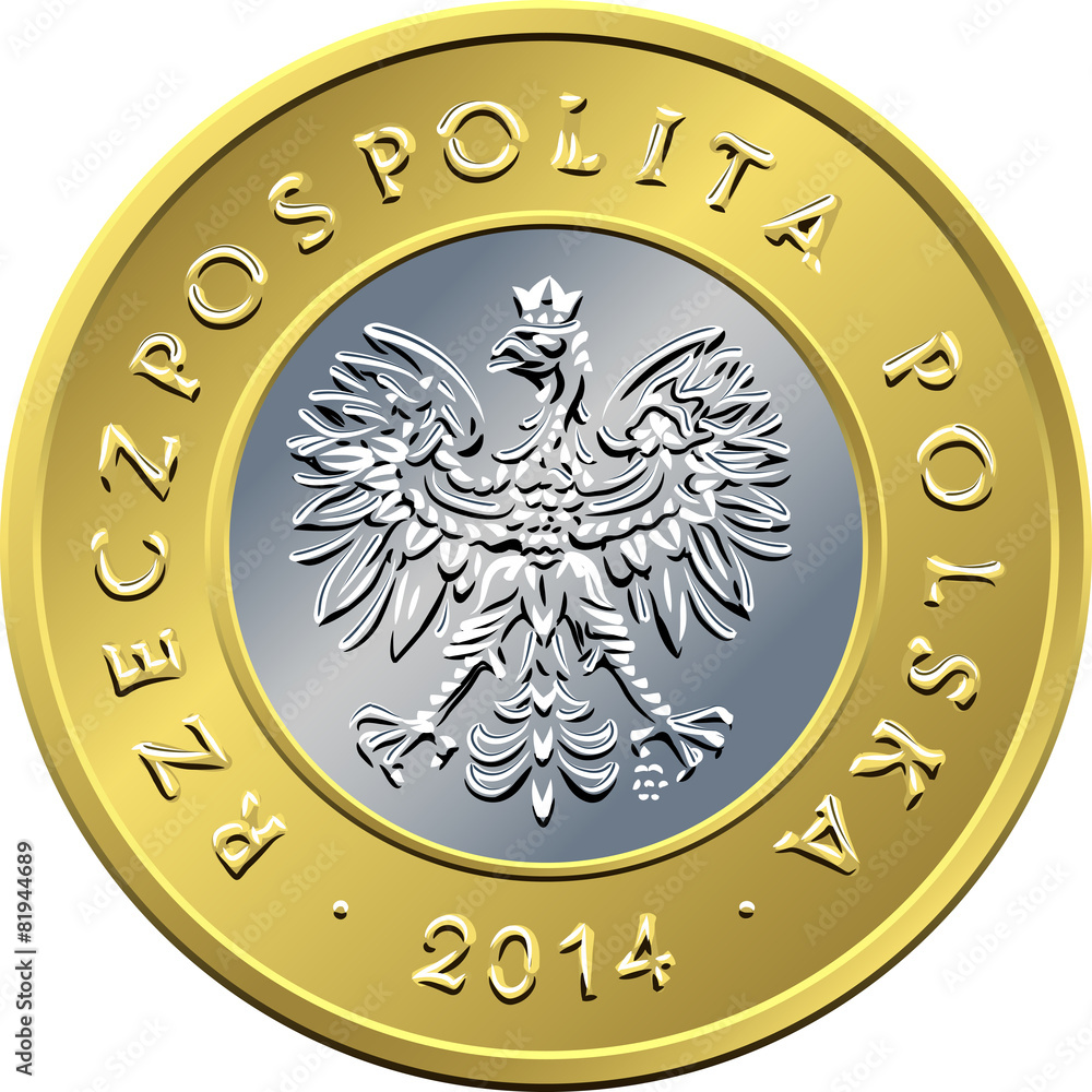 obverse Polish Money two zloty coin Stock Vector | Adobe Stock
