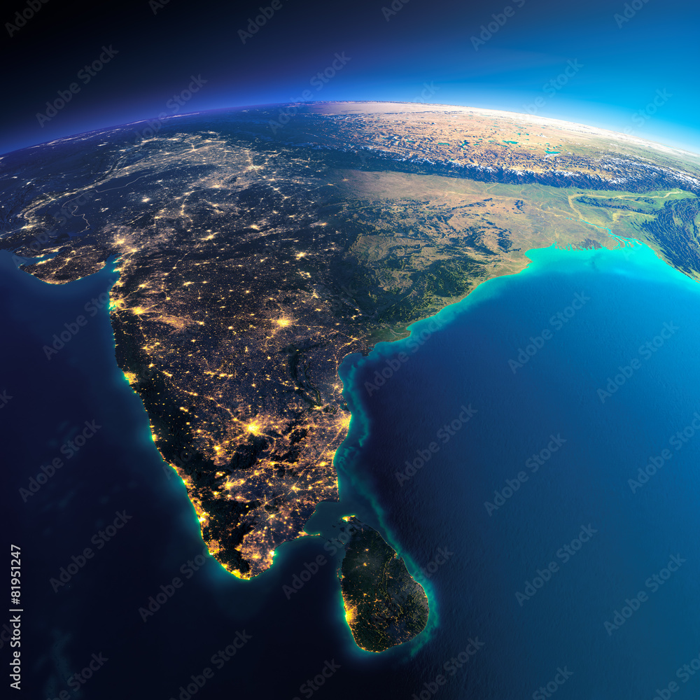 Detailed Earth. India and Sri Lanka Stock Illustration | Adobe Stock