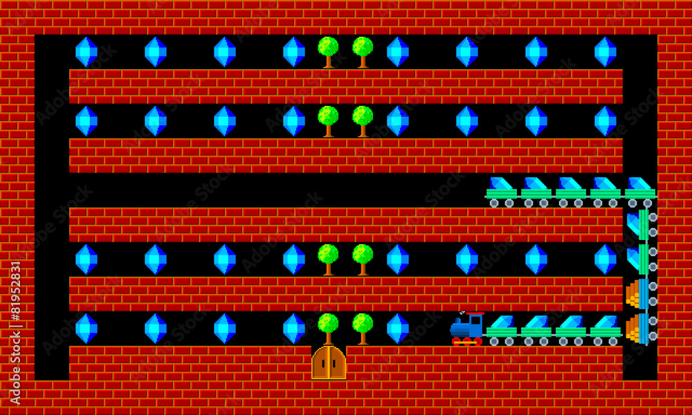 Train, retro style game pixelated graphics Stock Illustration | Adobe Stock