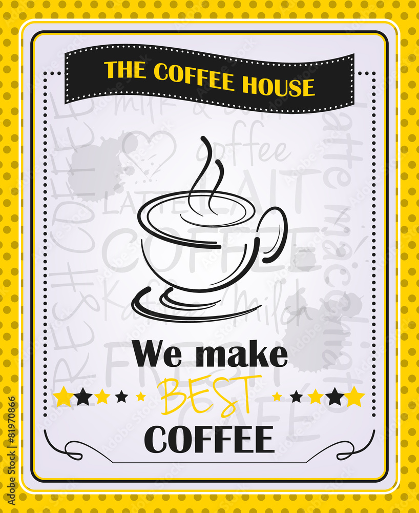 Coffee menu vector poster design in vintage style Stock Vector | Adobe ...