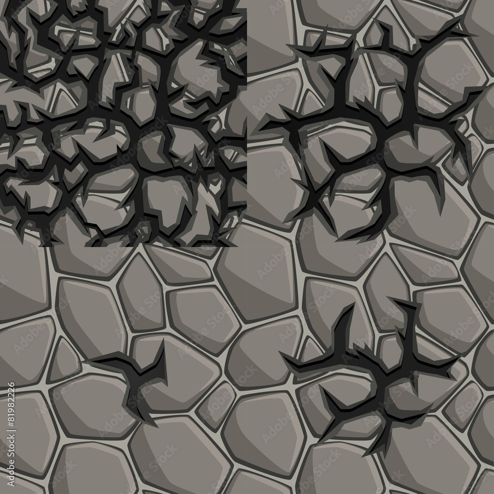 Vector stone texture with cracks in four stages. Stock Vector | Adobe Stock