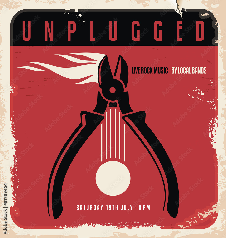 Acoustic concert retro poster design template Stock Vector | Adobe Stock