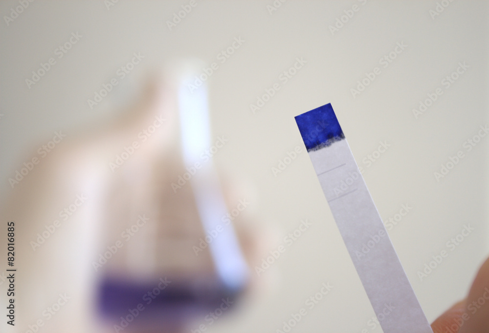 paper test strip, blue indicator color, pregnancy Stock Photo | Adobe Stock