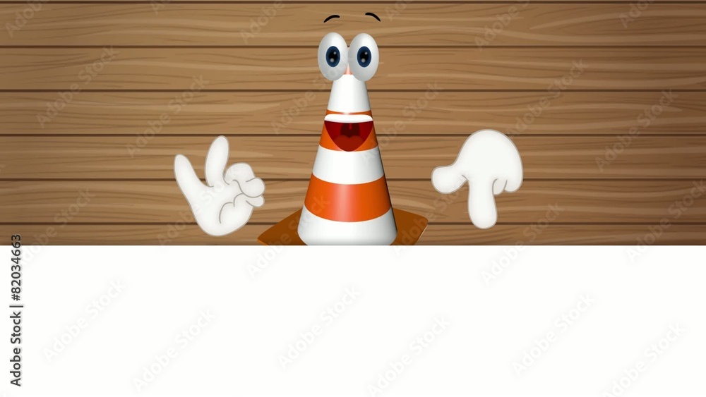 construction cone site wait inactive funny cartoon illustration Stock ...