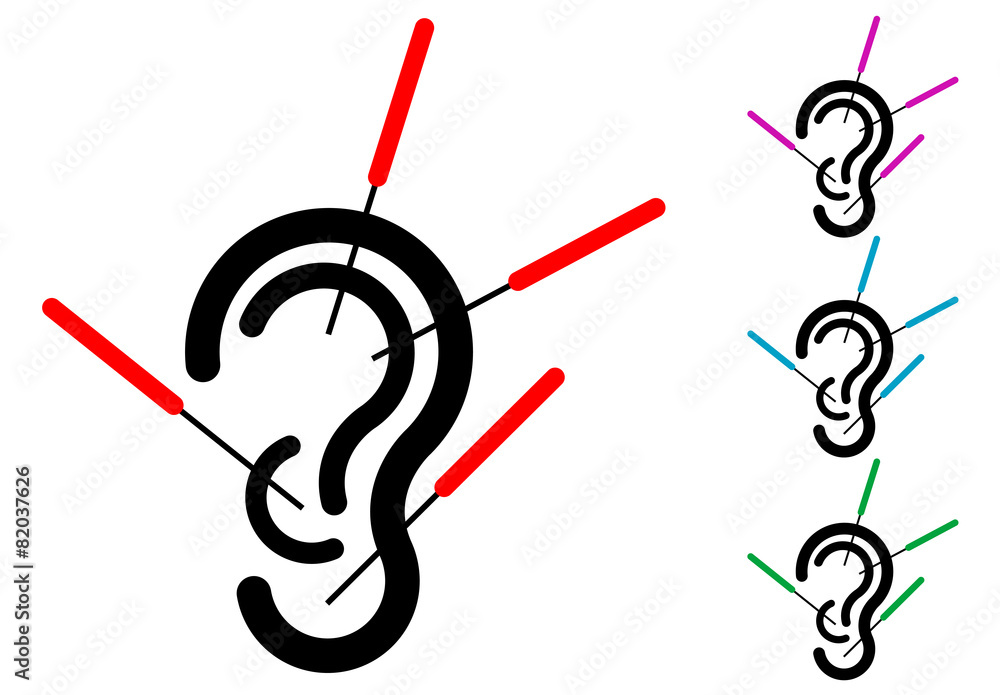 Pictograma oreja con agujas de acupuntura Stock Vector | Adobe Stock