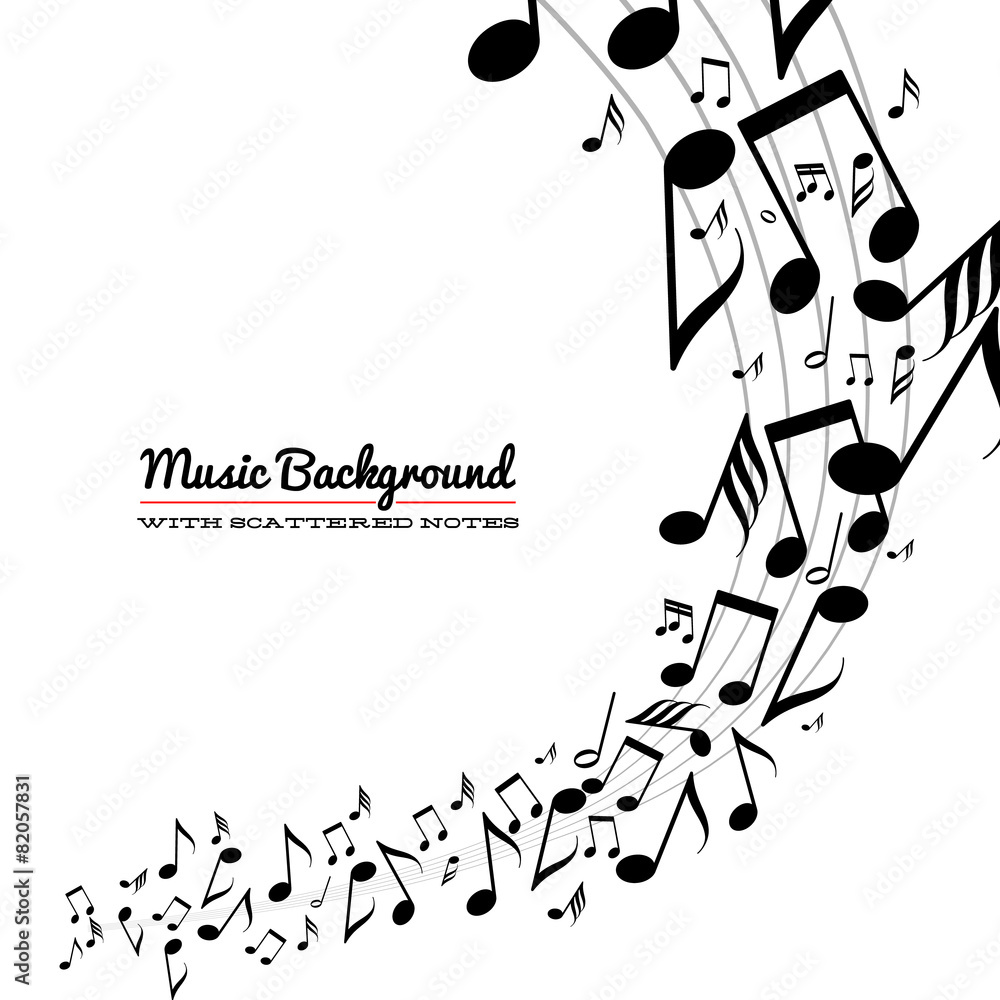 Messy scattered music notes on stave Stock Vector | Adobe Stock