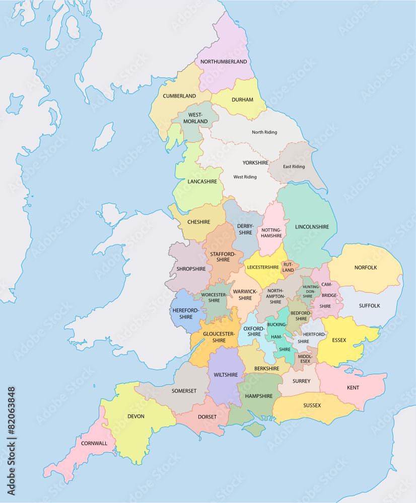 historic counties of england map Stock Vector | Adobe Stock