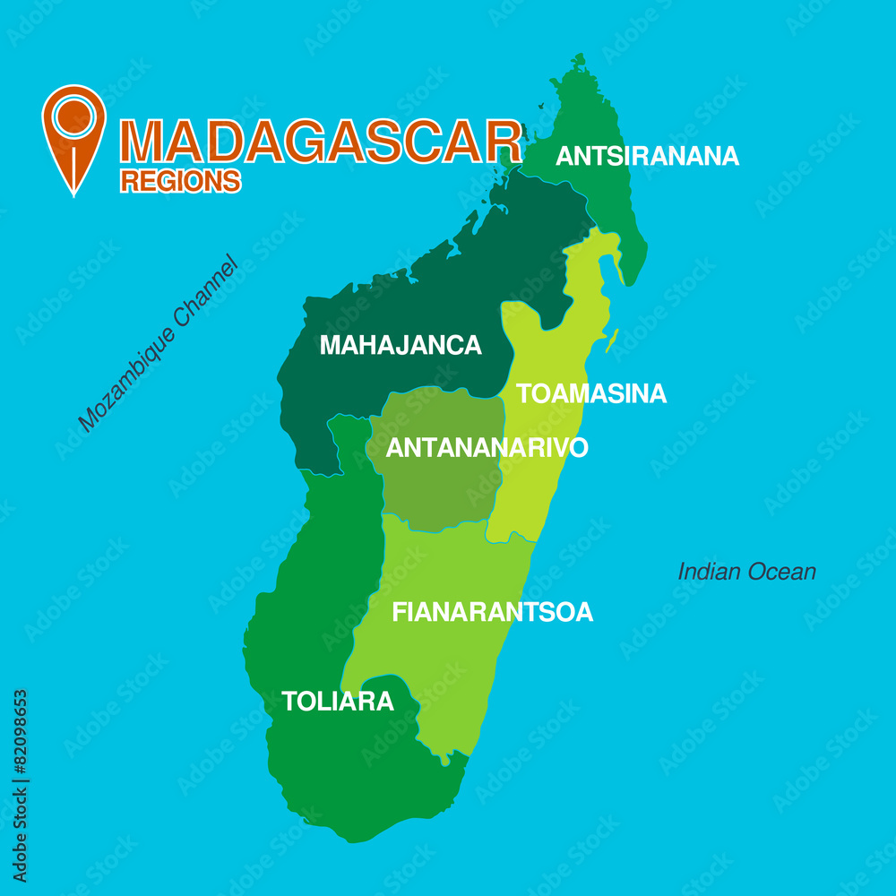 Madagascar map regions Stock Vector | Adobe Stock