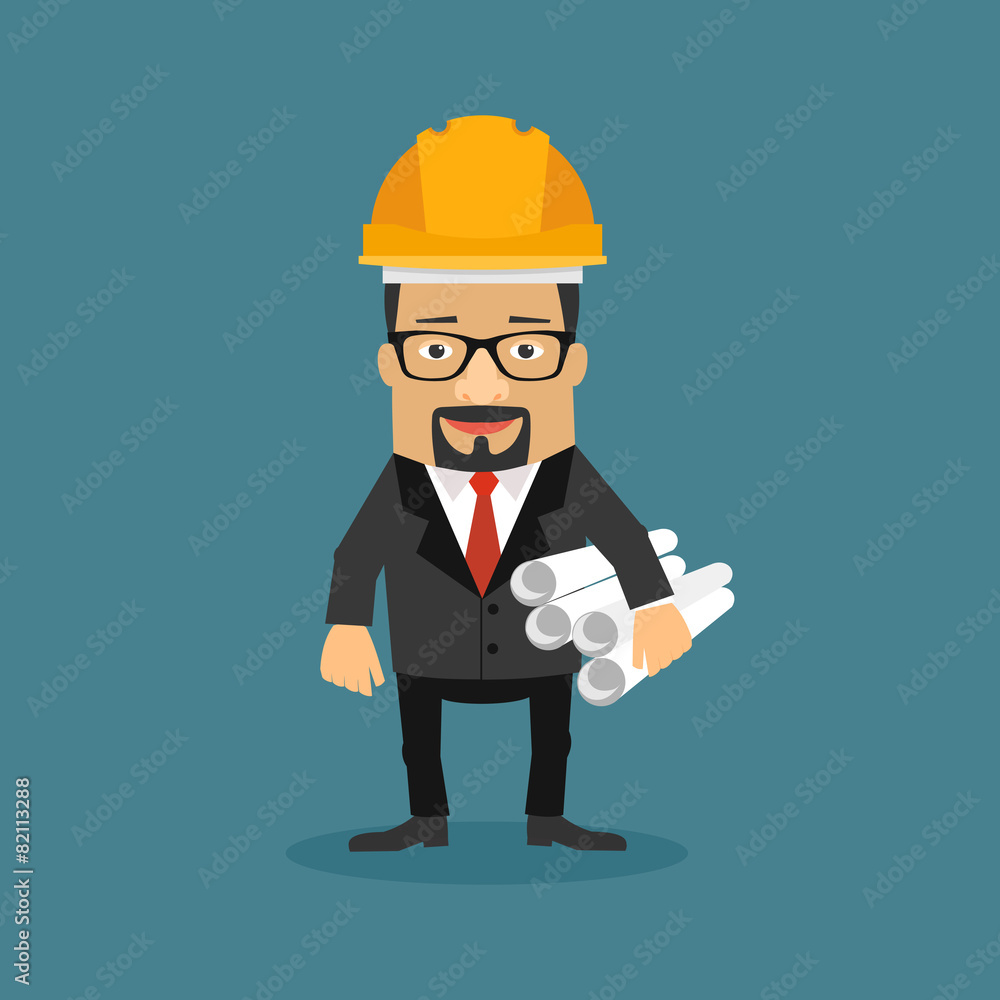 Cartoon Business Character, architecture developer vector illust Stock ...