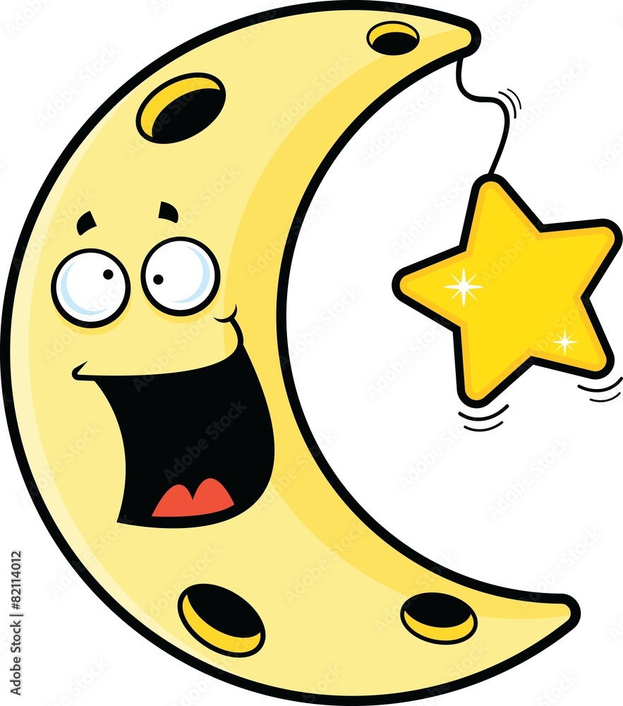 Cartoon Crescent Moon Happy Stock Vector | Adobe Stock