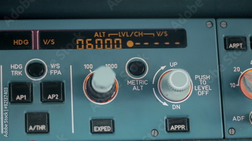 Cockpit cabin. Pilot switch controls aircraft Airbus A320 A319 Stock ...