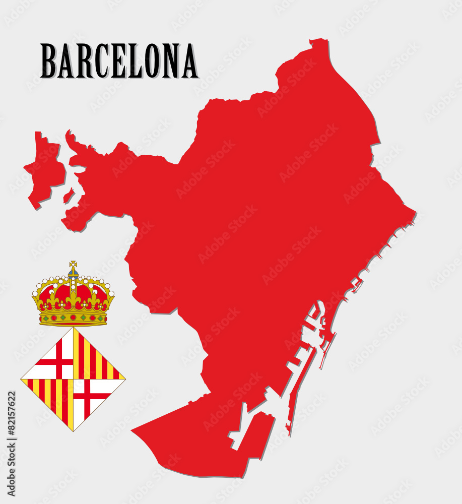 barcelona map with coat of arms Stock Vector | Adobe Stock