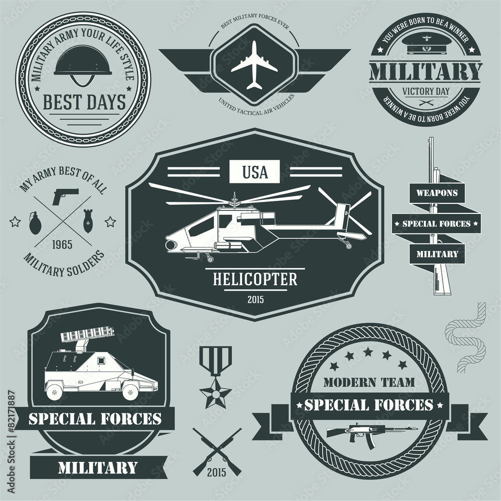 military set label template of emblem element for your product Stock ...