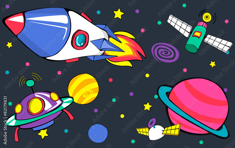 Planets Aircraft Drawing Earth Launch Concept Stock Illustration ...