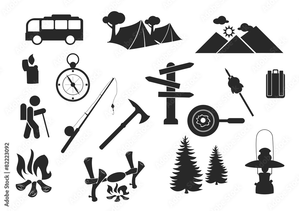 Camping in the Woods - Silhouette Stock Vector | Adobe Stock