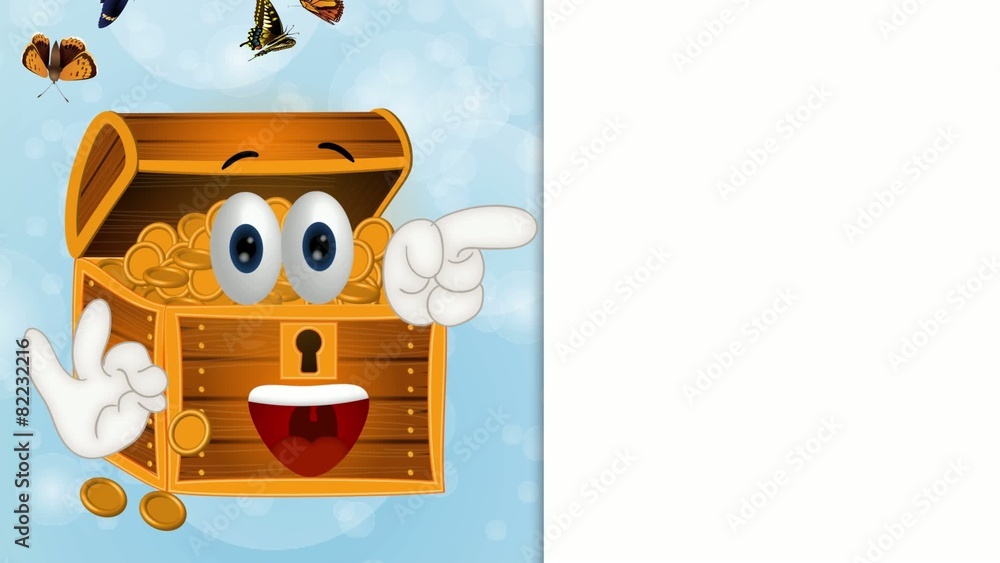 Funny treasure chest cartoon illustration comic hands Stock Video ...