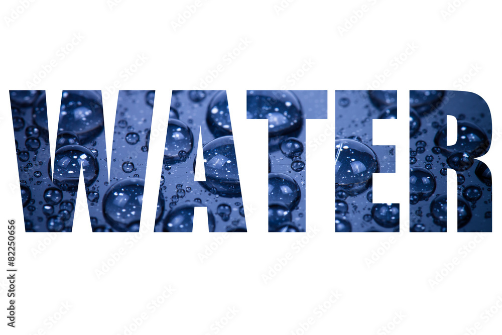 Word WATER over drops of water on a color background. Shallow de Stock ...